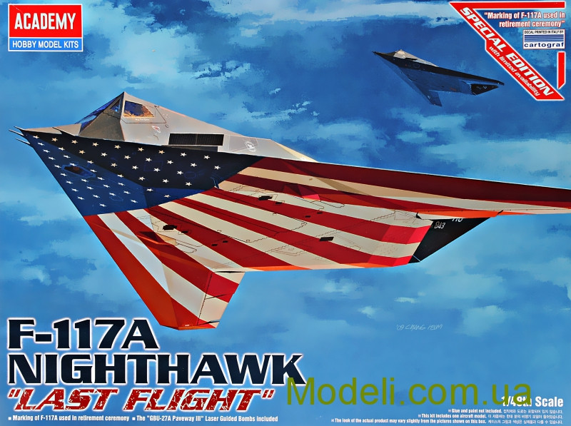 Сборная модель 1:48 Nighthawk F-117A "Last Flight" Academy 12219 Хоббі Маркет Modeli.com.ua