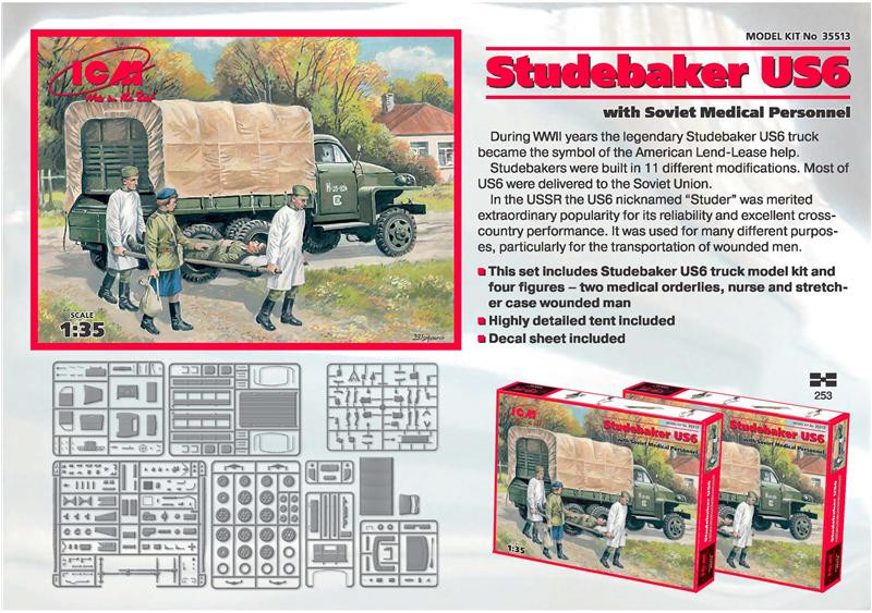 Сборная модель грузового автомобиля "Studebaker US6" с советским ...